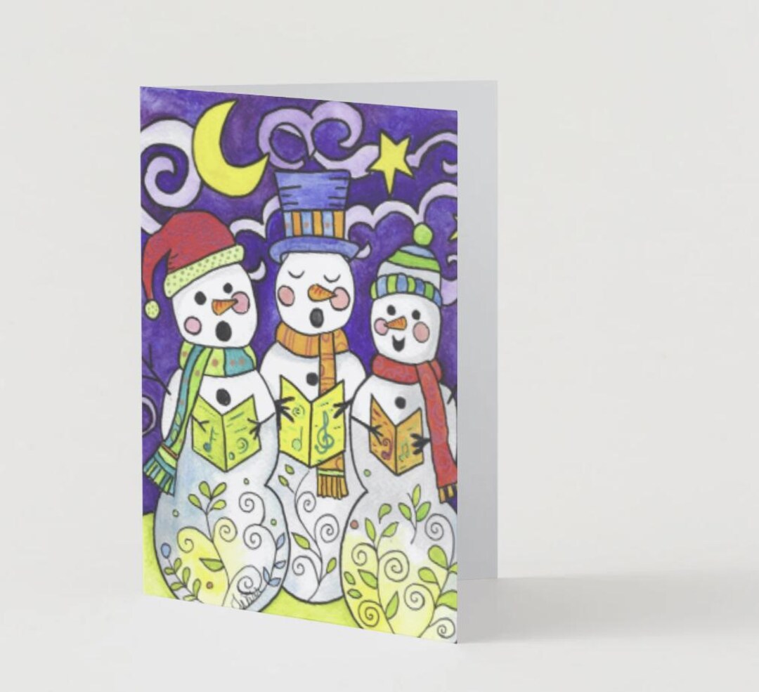 Snowman Carolers – 5x7 Greeting Cards (bundle of 10) - Etsy