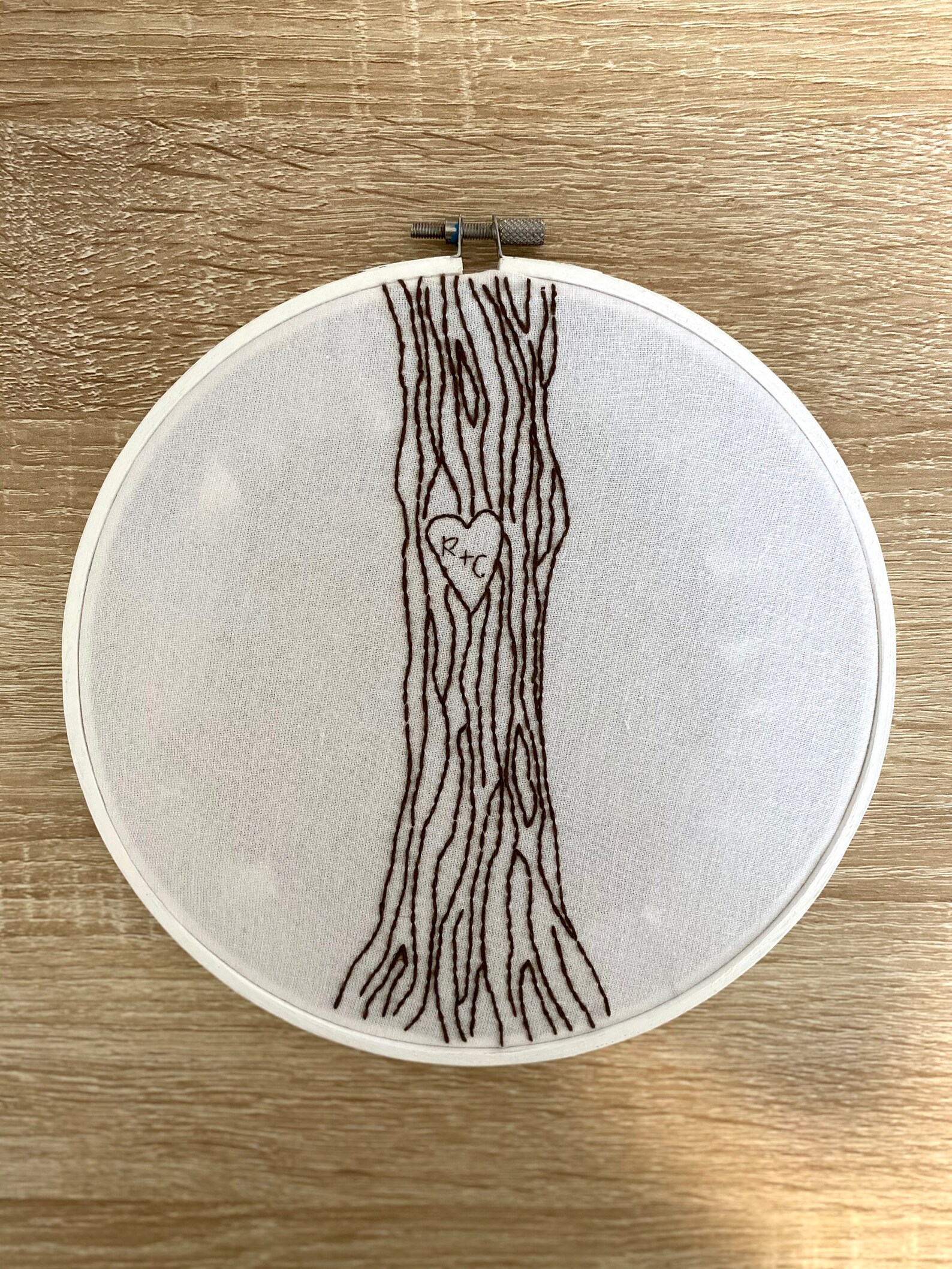 CUSTOM Hand Embroidery Engraved Initial Tree Trunk - Etsy