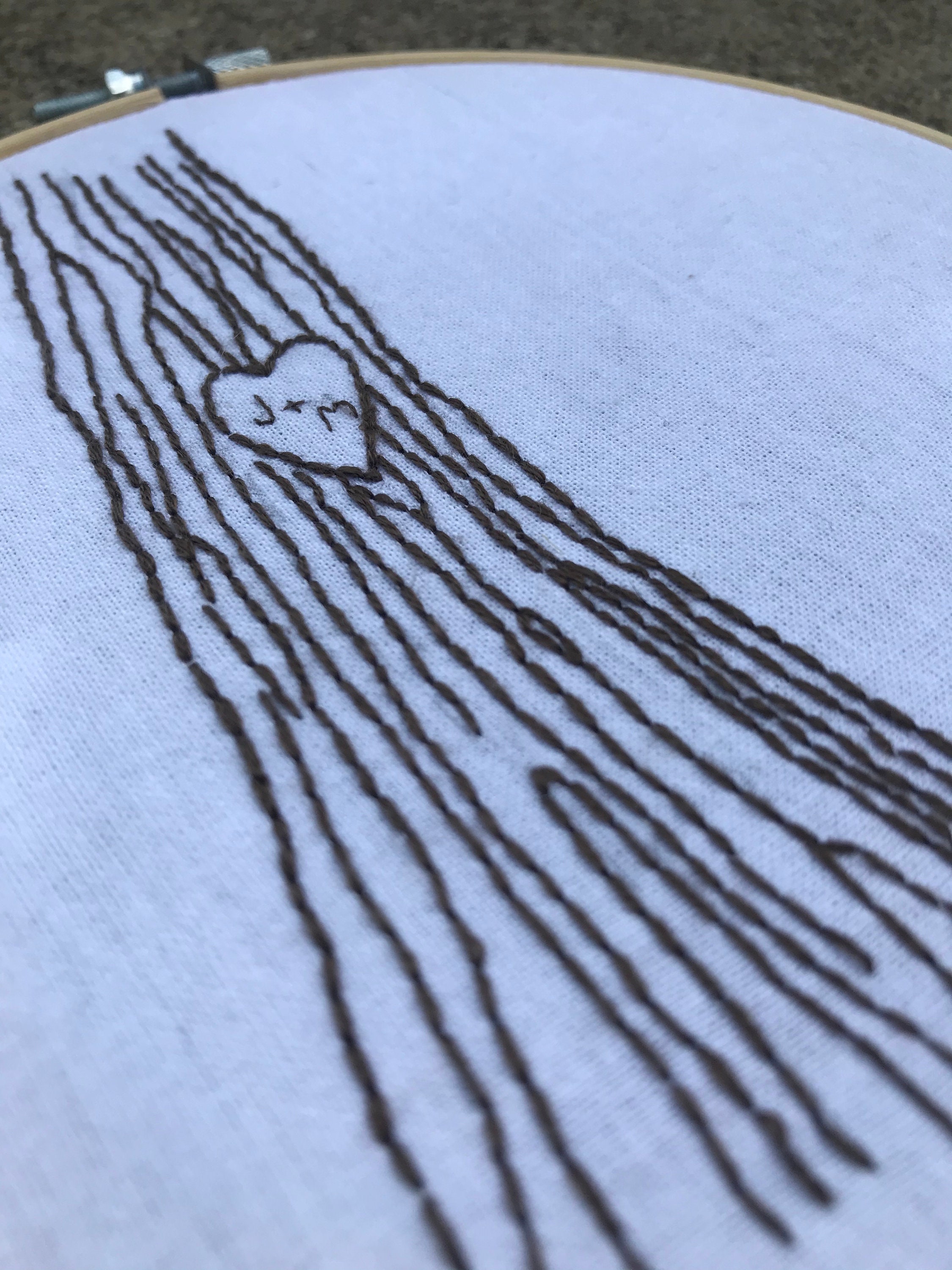 CUSTOM Hand Embroidery | Engraved Initial Tree Trunk | Embroidered ...