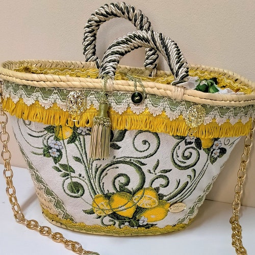Sicilian Coffa Lemon Straw Bag Sicilian Bag - Etsy