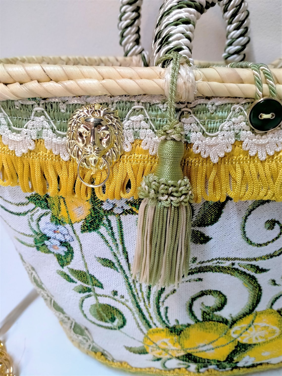 Sicilian Coffa Lemon Straw Bag Sicilian Bag - Etsy