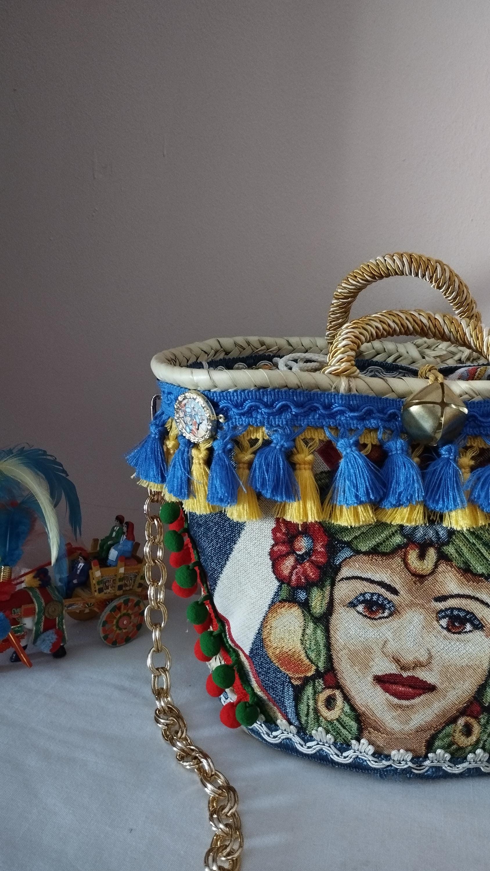 Sicilian Coffa, Lemon Straw Bag, Sicilian Bag - Etsy