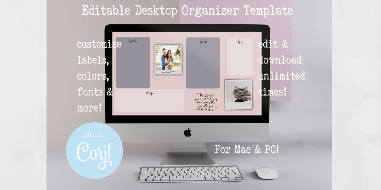 Editable Desktop Wallpaper Template Desktop Organizer - Etsy