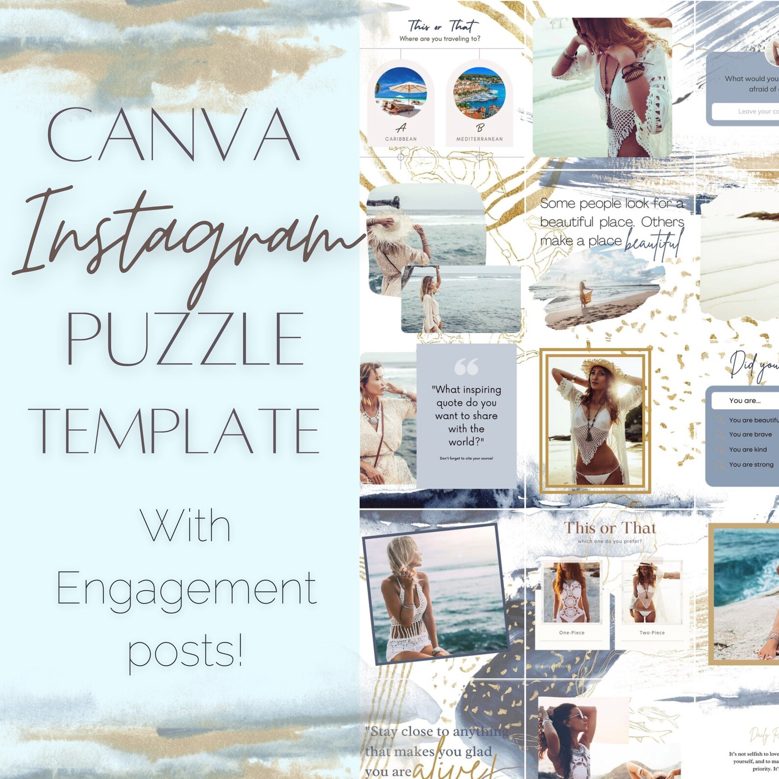 Ocean Theme Instagram Puzzle Canva Template | 18 Piece | Instagram ...
