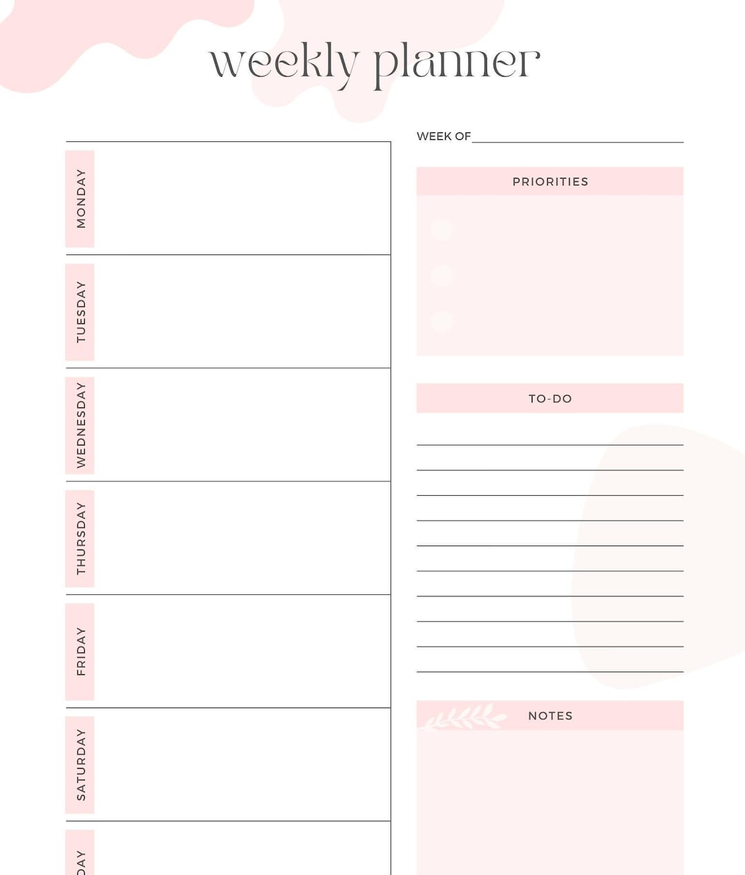 Weekly Planner SVG File - Etsy