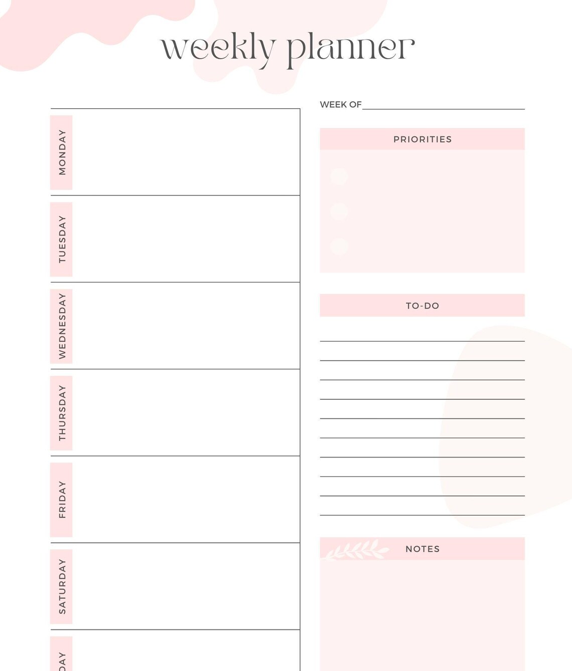 Weekly Planner SVG File - Etsy