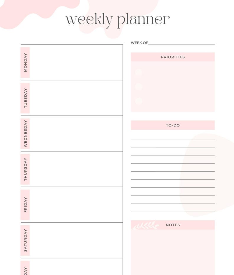 Weekly Planner SVG File - Etsy