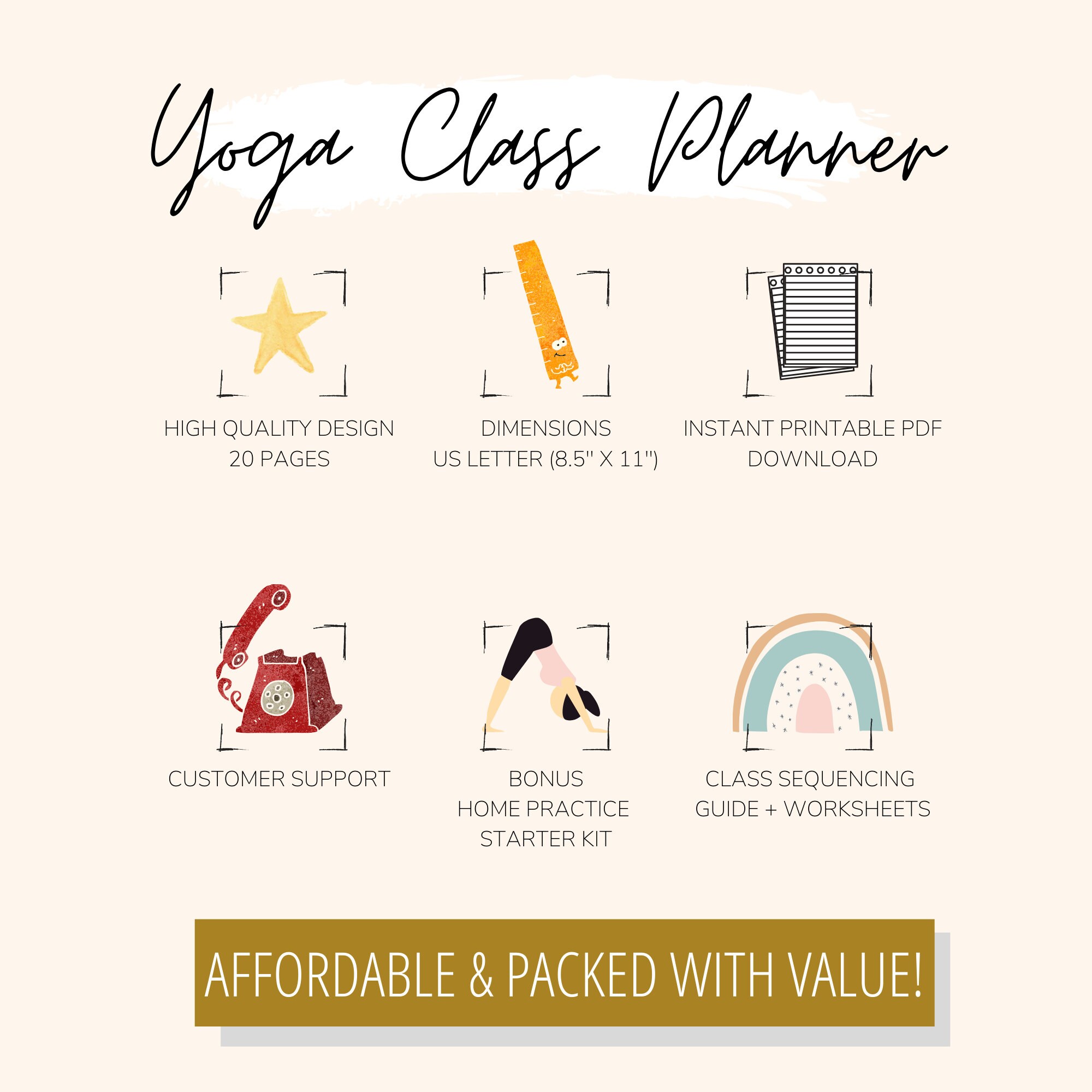 Yoga Class Planner | Yoga Teacher Planner | Class Sequencing Planner ...