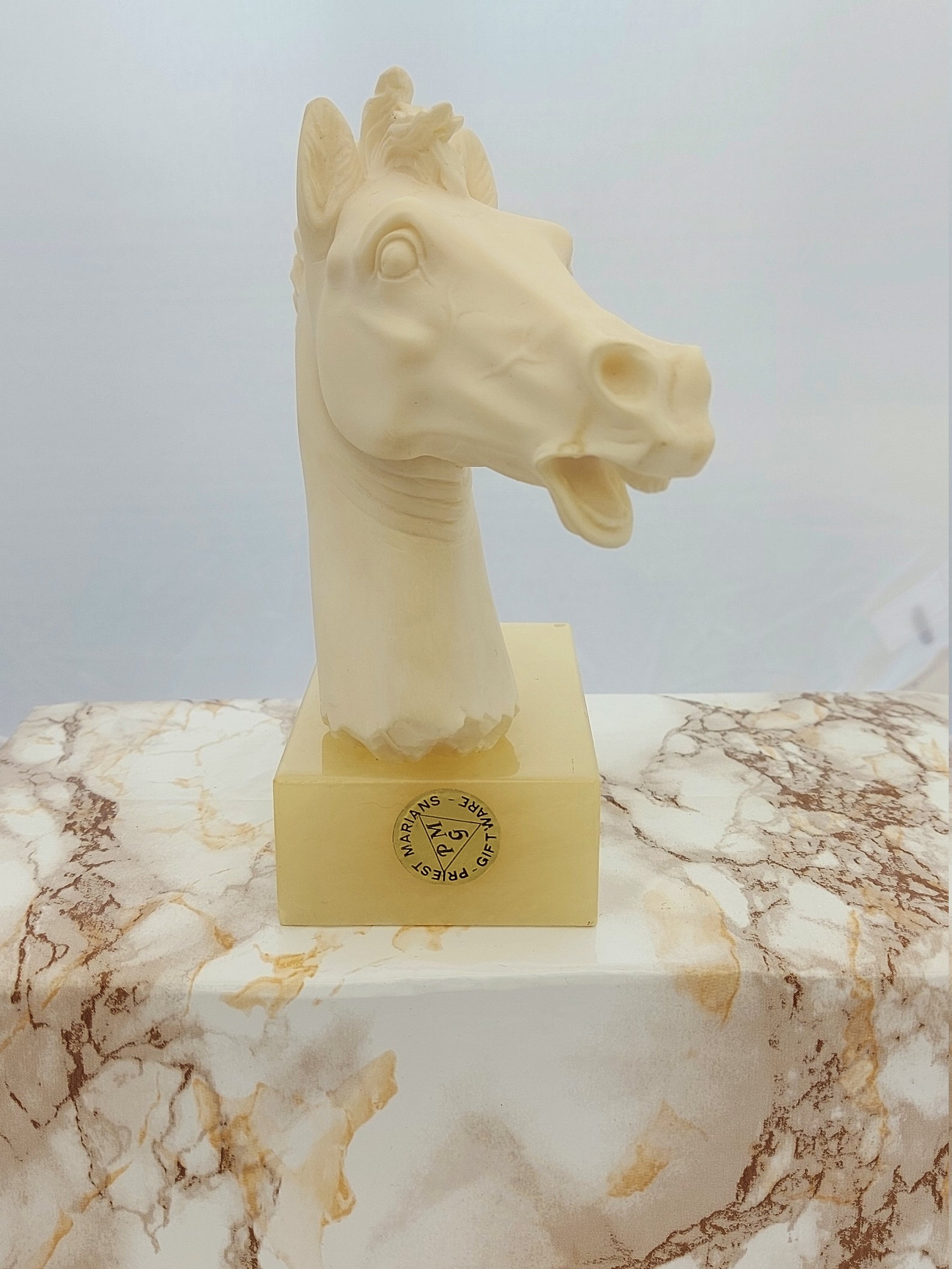 Vintage Pair of Hand Carved Alabaster Horse Head Sculpture - Etsy