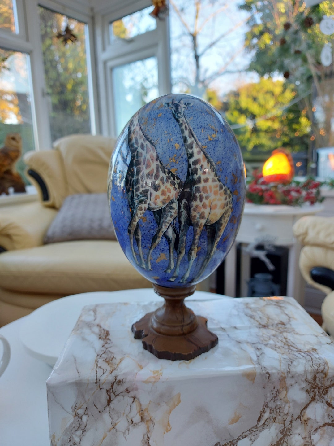 Genuine Sherry Rowe Ostrich Egg Hand Decorated With Giraffes - Etsy