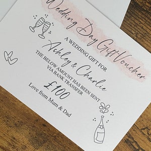 A6 Wedding Day Card Gift, Money Voucher, Token for Wedding Day, Bank ...