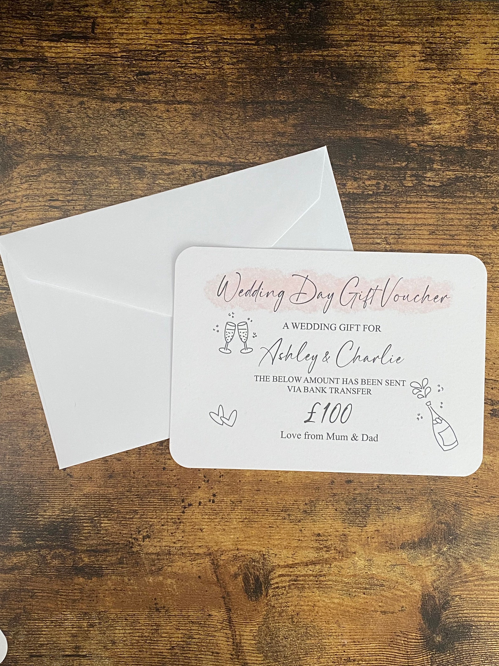 A6 Wedding Day Card Gift, Money Voucher, Token for Wedding Day, Bank ...