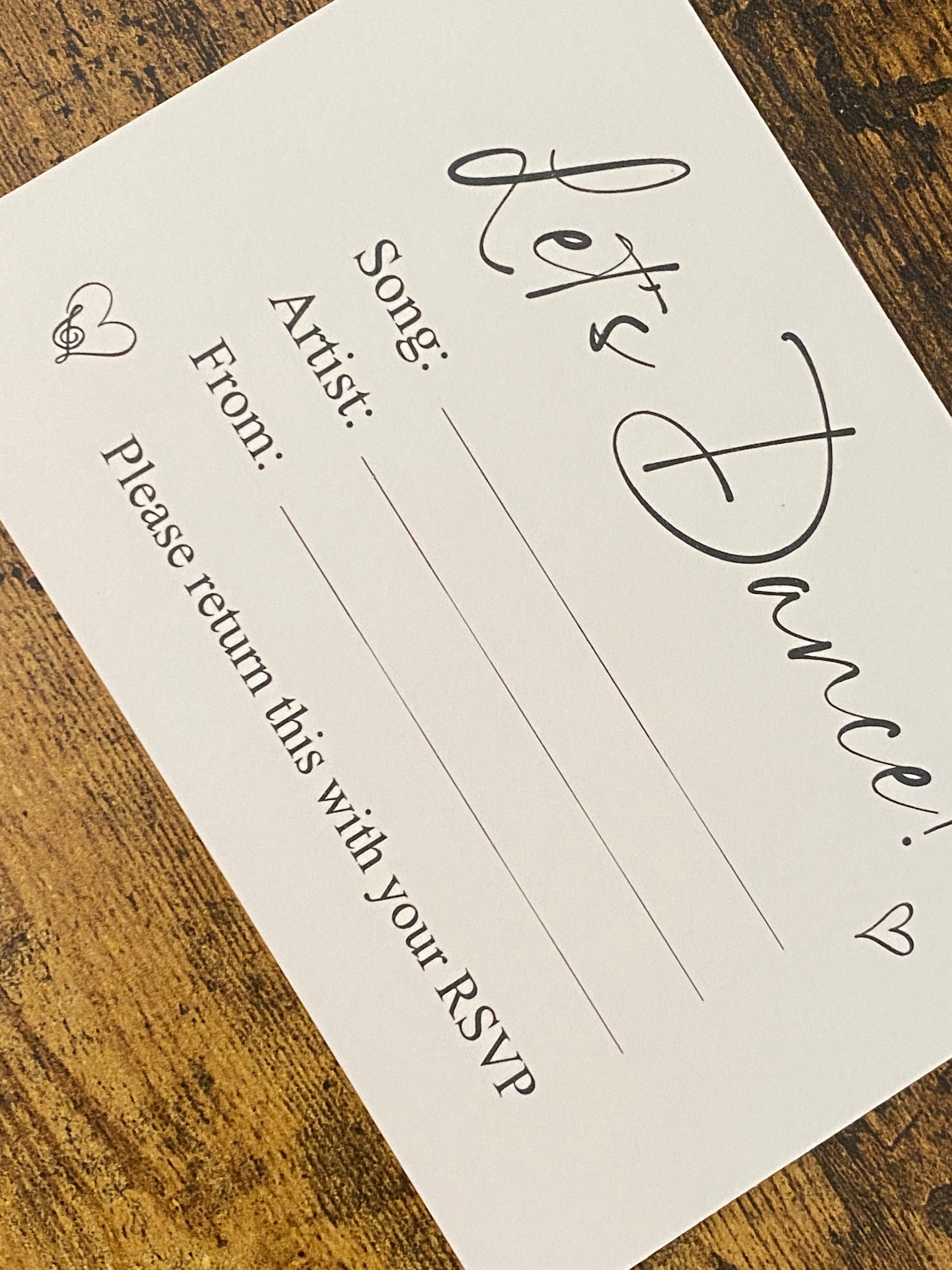 Song Request Card Let's Dance Card DJ Request Card - Etsy UK