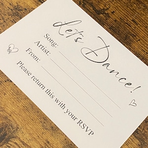 Song Request Card, Let's Dance Card, DJ Request Card, Wedding Song ...