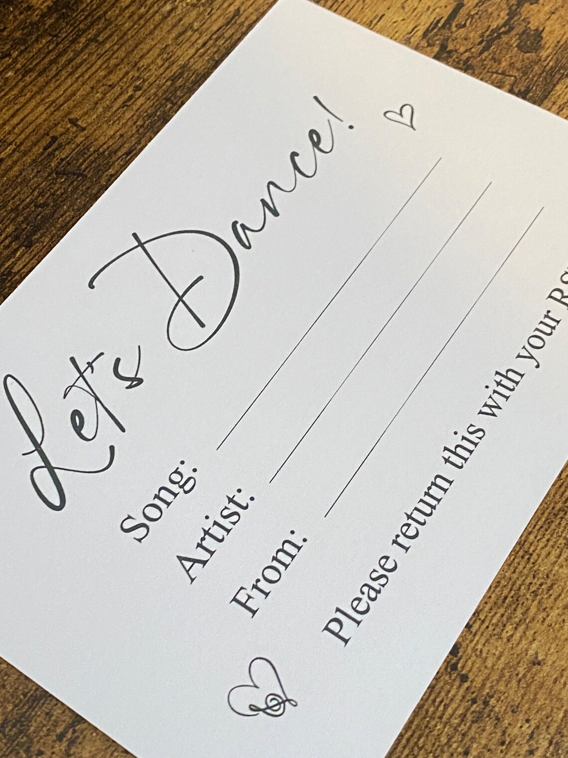 Song Request Card Let's Dance Card DJ Request Card - Etsy UK