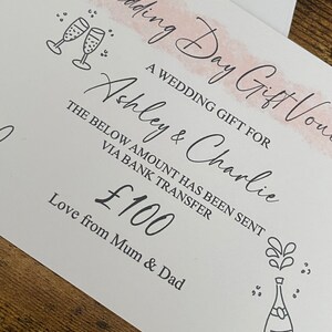 A6 Wedding Day Card Gift, Money Voucher, Token for Wedding Day, Bank ...