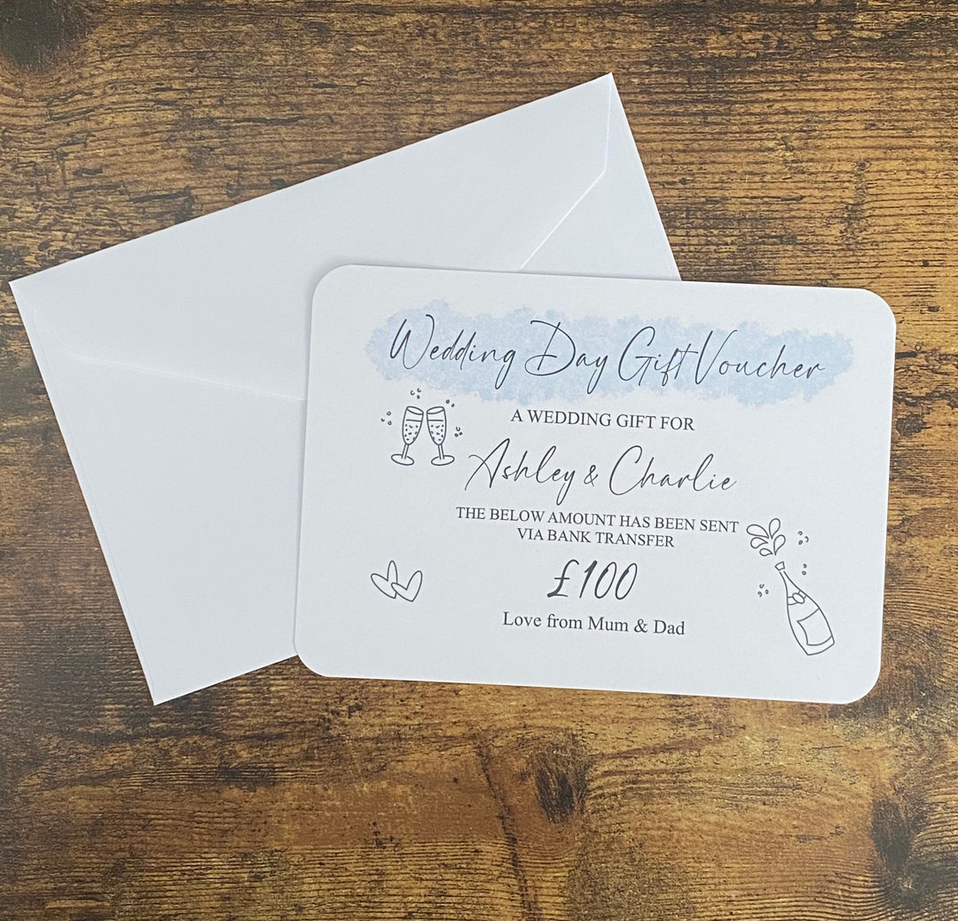 A6 Wedding Day Card Gift Money Voucher Token for Wedding - Etsy