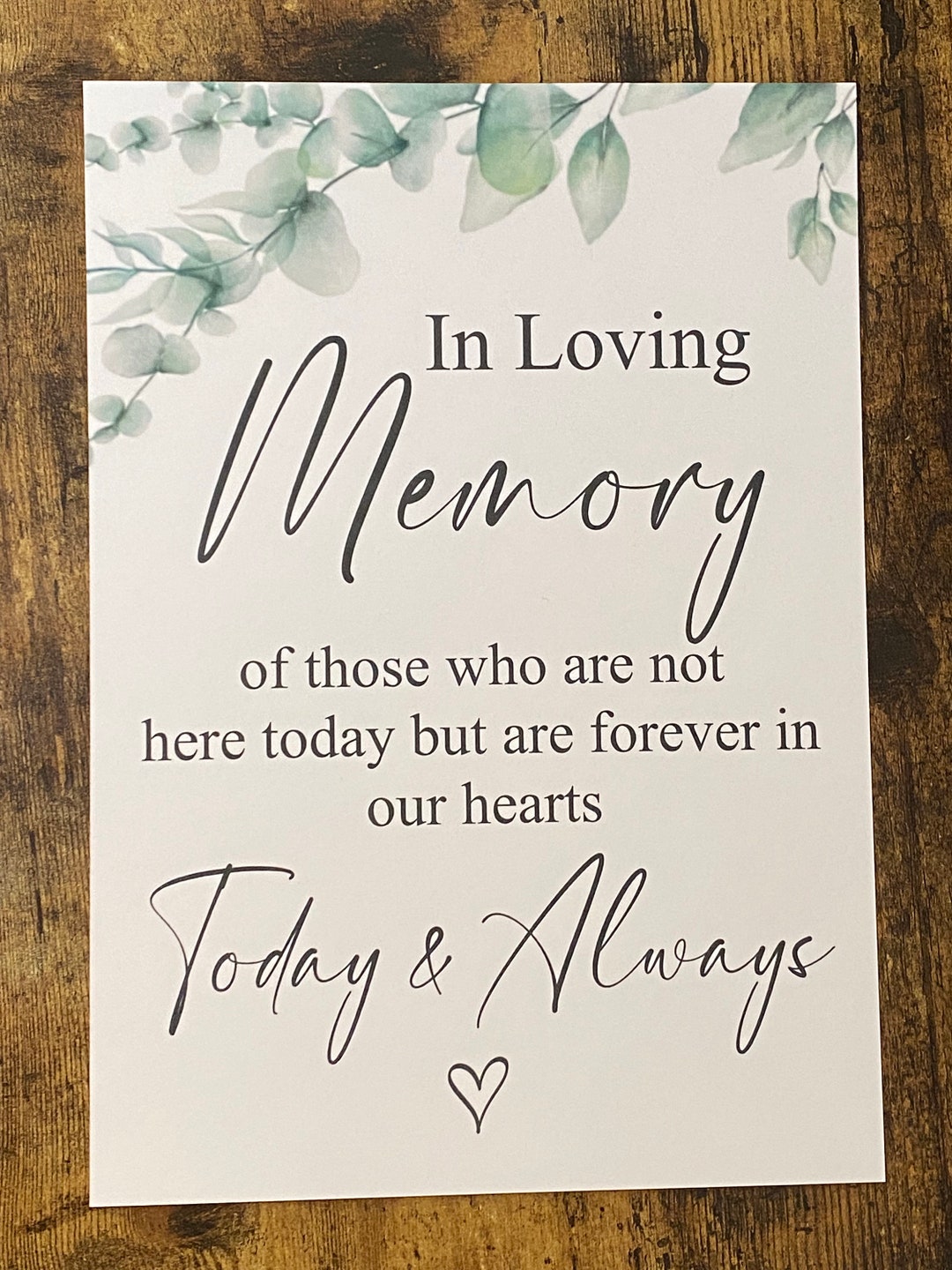 In Loving Memory Wedding Card Notice Loved Ones Mr & Mrs Guests Family ...