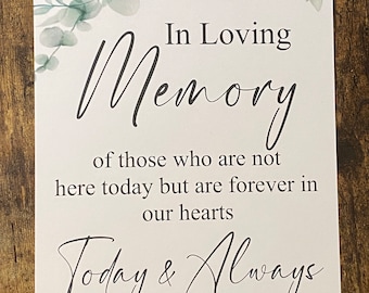 In Loving Memory Wedding Card Notice Loved Ones Mr & Mrs - Etsy UK
