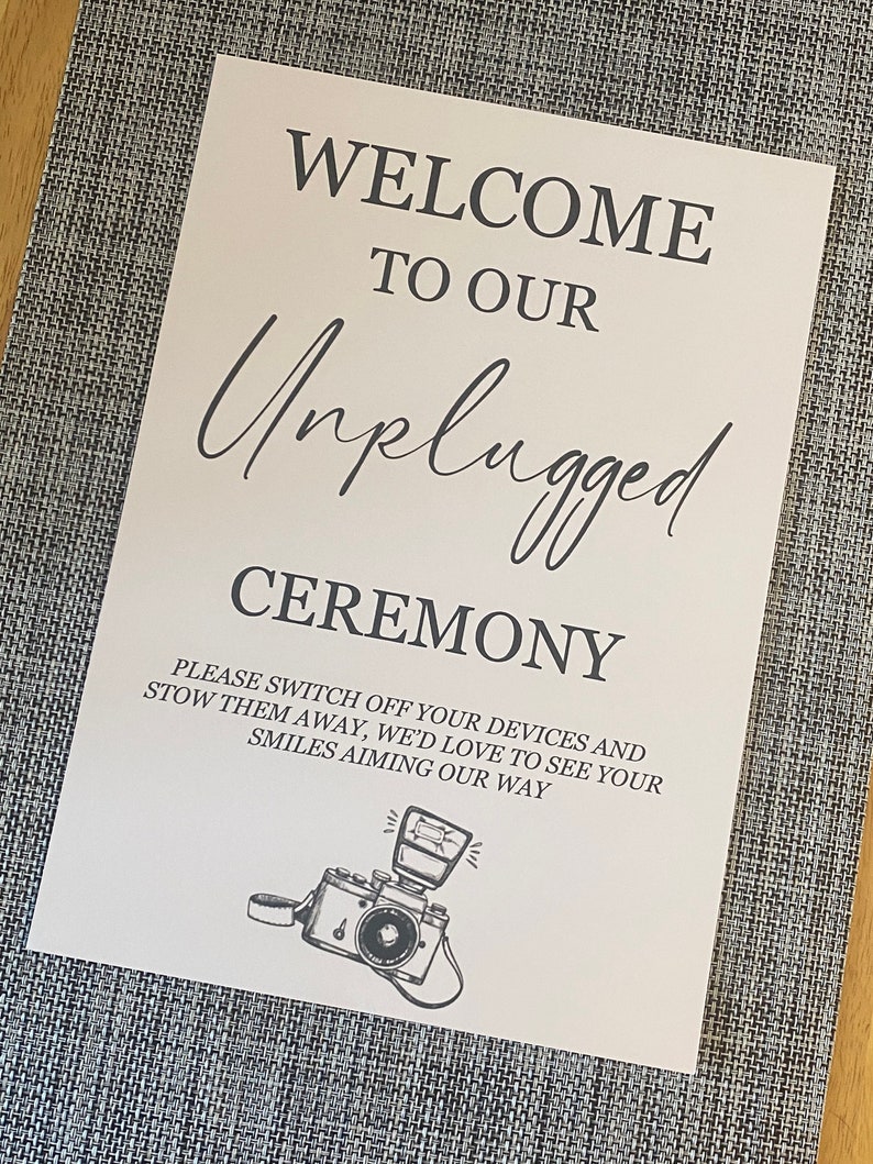 Unplugged Ceremony Wedding Sign Card Polite Notice No Phones - Etsy
