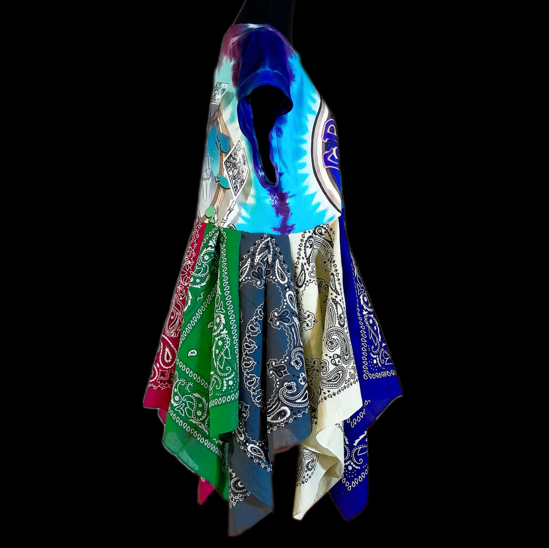 Large/xl Queen of Spades Festival Bandana Grateful Dead Shirt Dress - Etsy