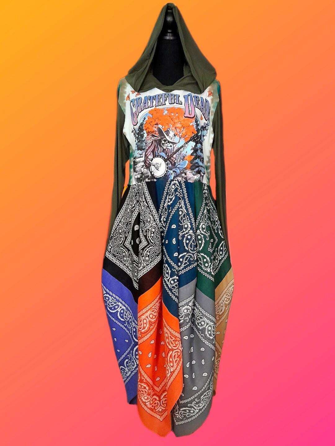 Small/medium Grateful Dead Banjo Skeleton Fall Tour Long Sleeve Hooded ...