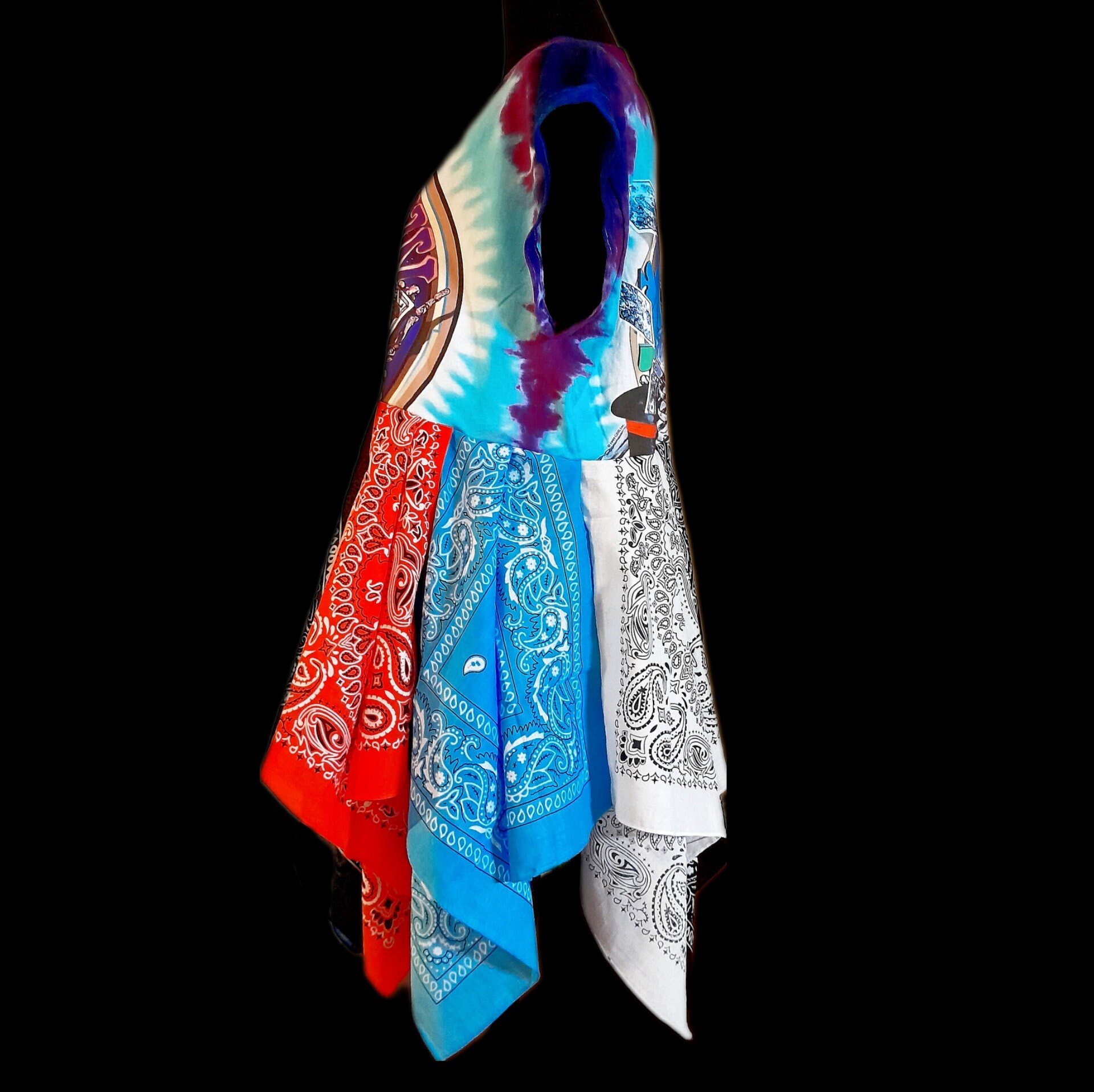 Large/xl Queen of Spades Festival Bandana Grateful Dead Shirt Dress - Etsy