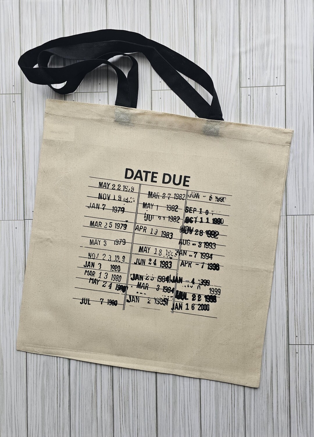 Book Due Date Tote Bag - Library Tote - Reusable Shopping Bag - Reader ...
