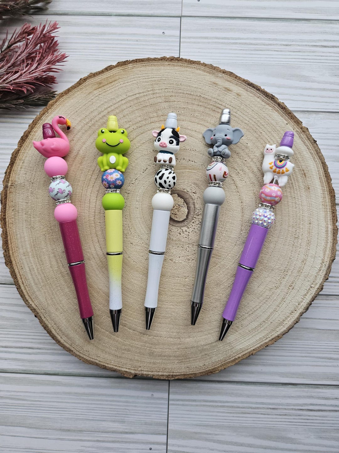 Animal Beaded Pens: Handmade Journal Pens With Flamingo, Llama, Cow ...