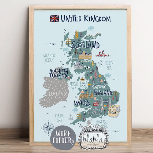 Uk Map for Kids Kids United Kingdom Map England Map Wales - Etsy UK