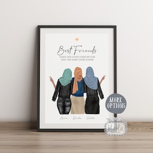 Personalised Muslim Best Friends Gift, Best Friend Poster, Best Friend ...