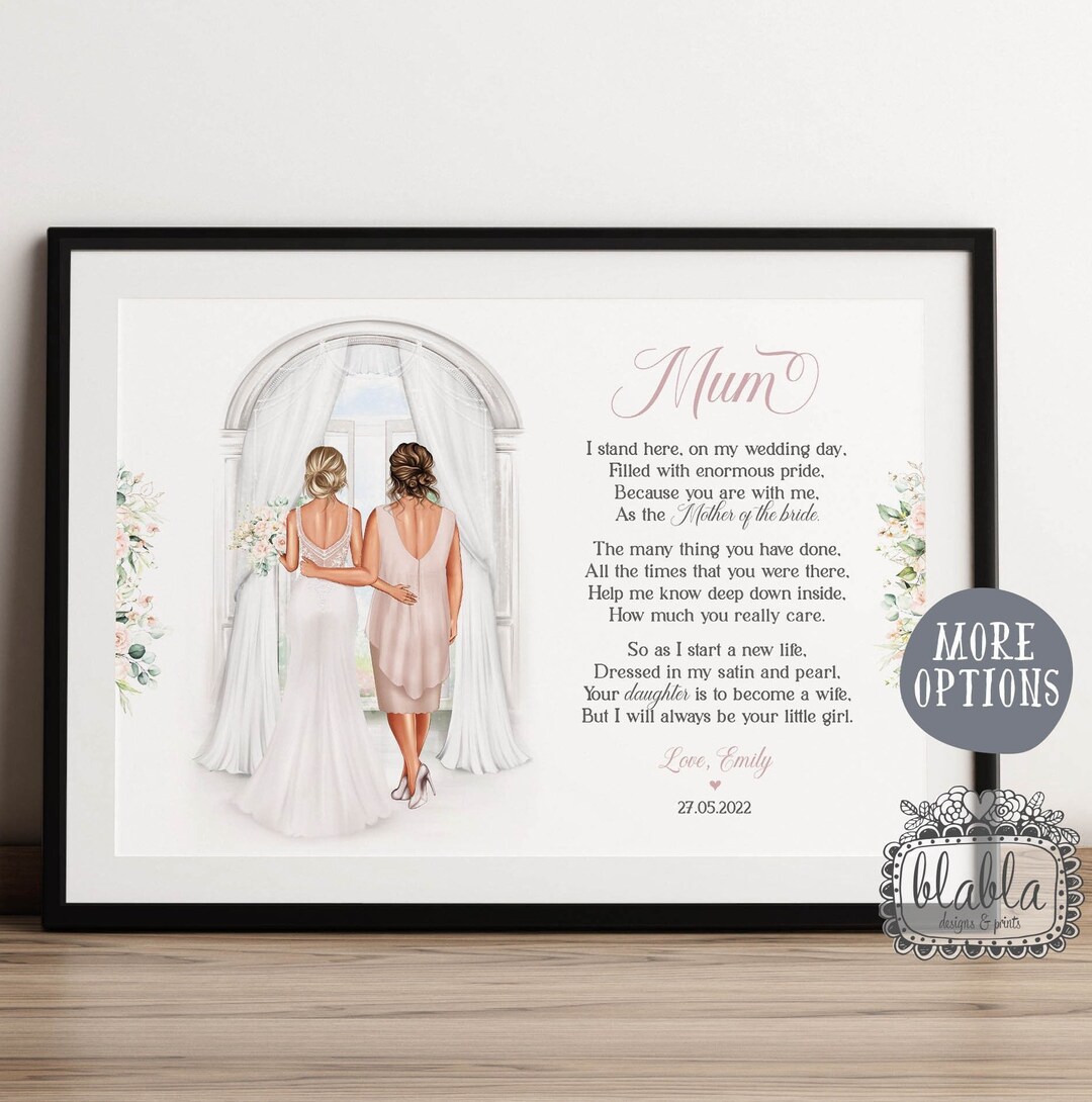 Mother of the Bride Gift, Custom Bride and Mother Portrait Art, Mother ...