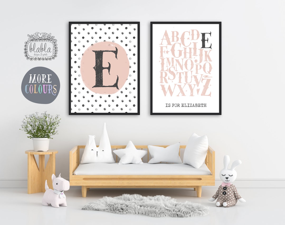 Nursery Letter & Alphabet, Posters Set, Initial Nursery Decor, Initial ...