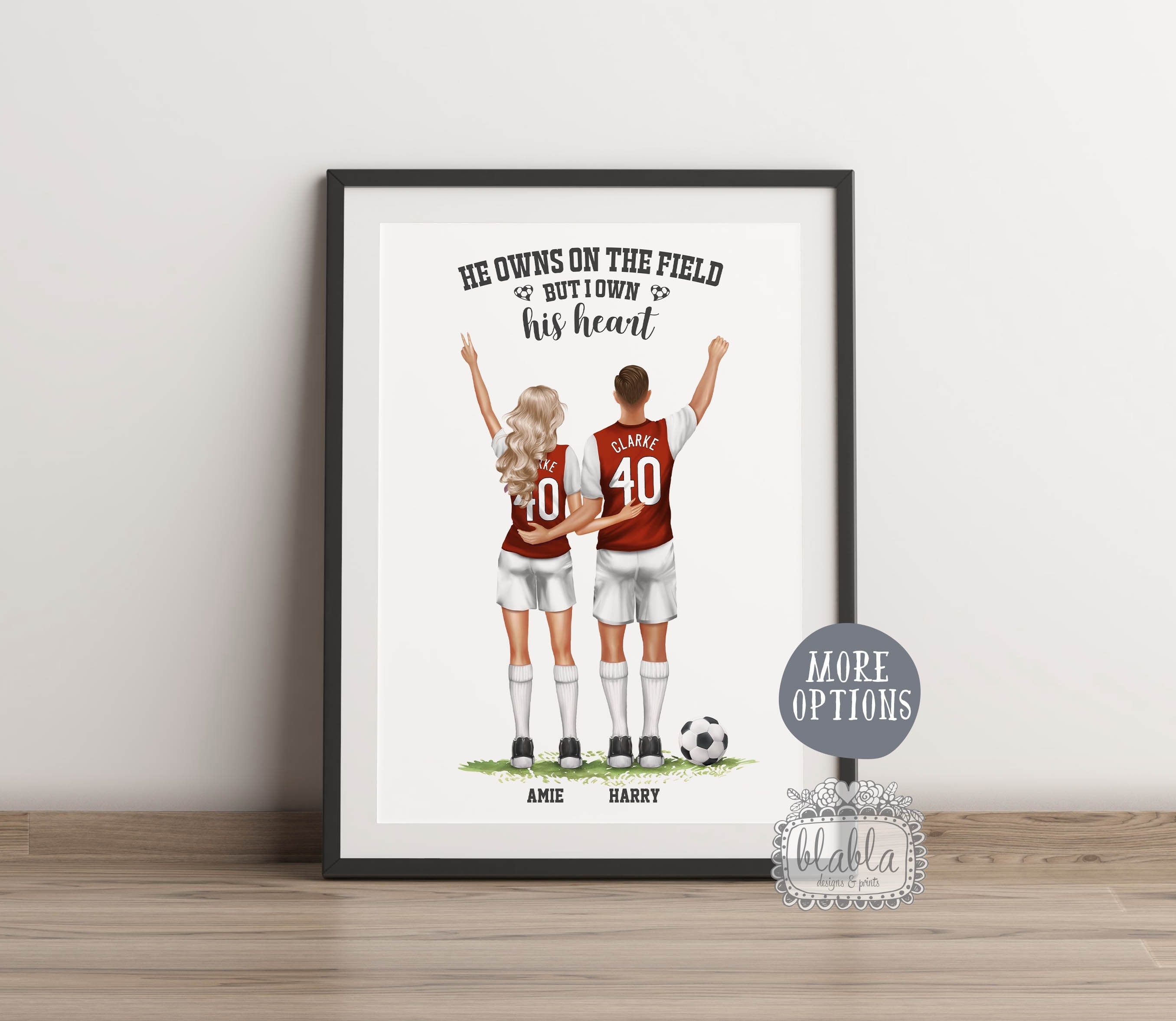 Personalised Couple Print, Personalised Football Couple Poster ...