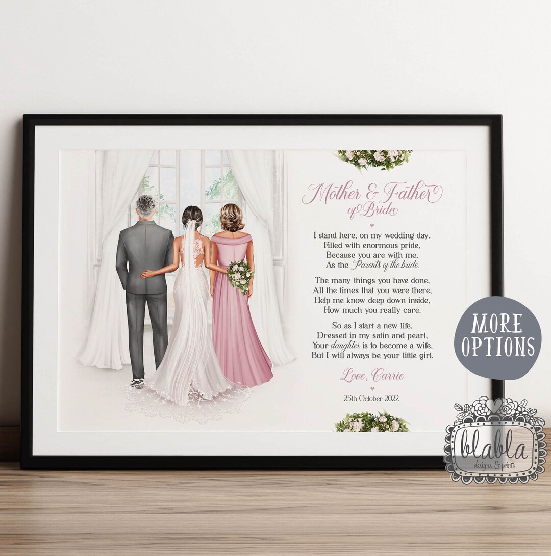Personalised Parents of the Bride Gift, Custom Bride and Parents ...