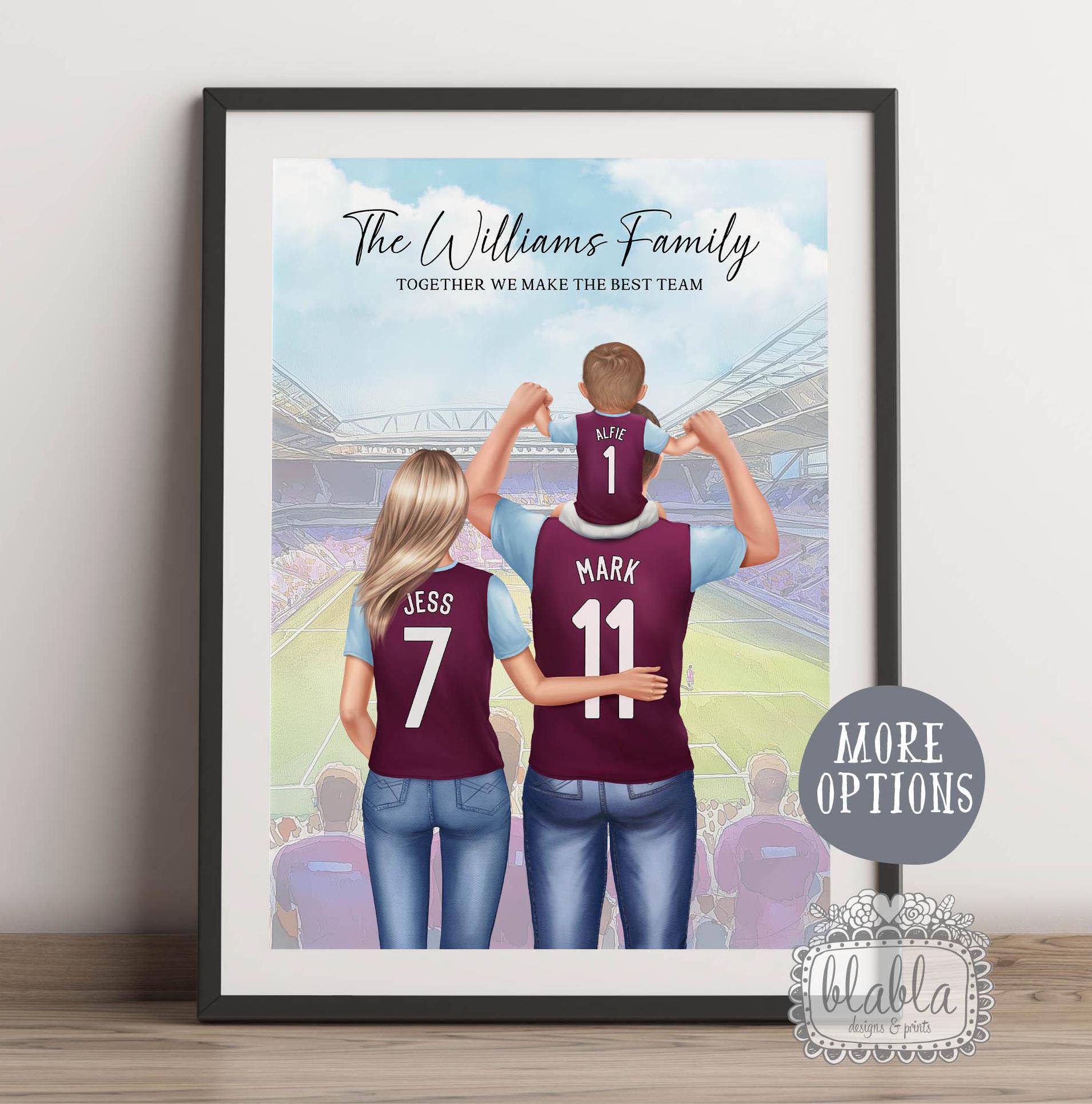 Custom Football Family Print, Personalised Family Team Gift, Gift for ...