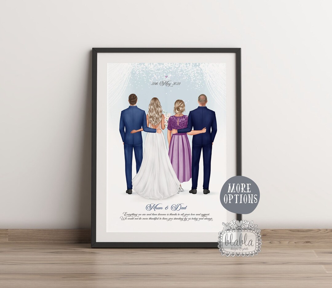 Personalised Parents of the Bride Gift, Custom Bride, Groom and Parents ...
