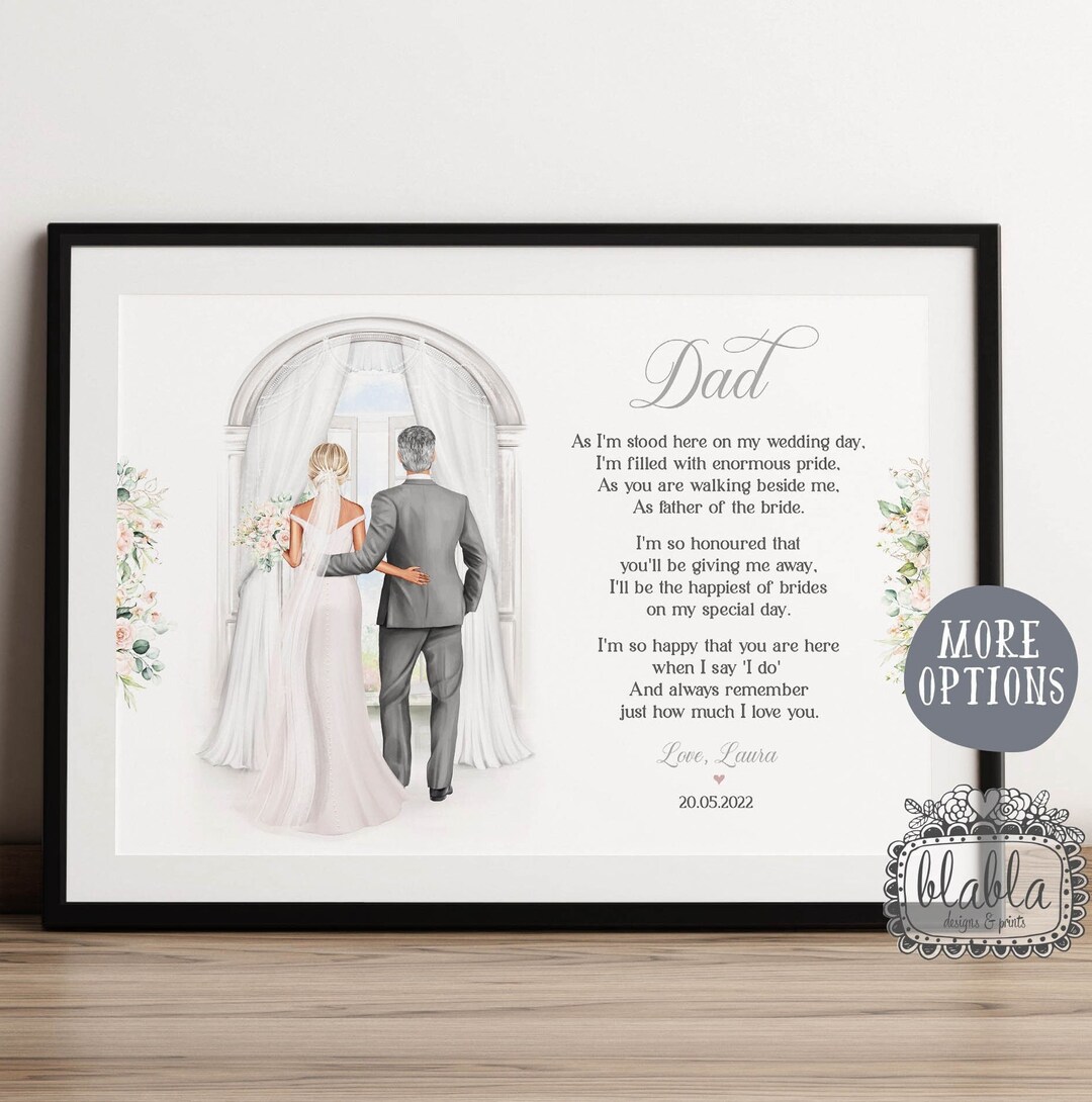 Father of the Bride Gift, Custom Bride and Father Portrait Art, Father ...