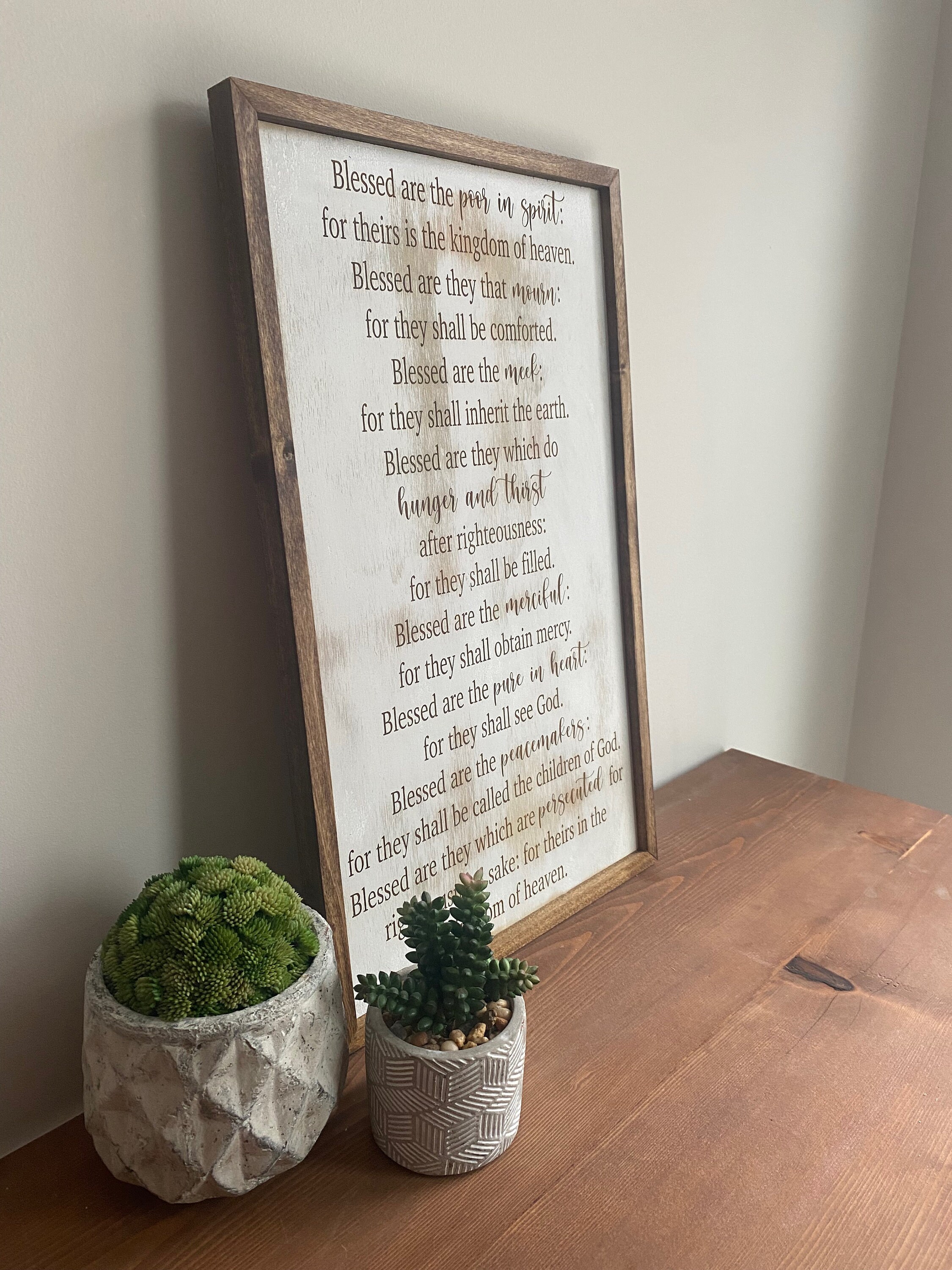 Beatitudes Sign Wooden Sign Catholic Home Decor Catholic Farmhouse ...