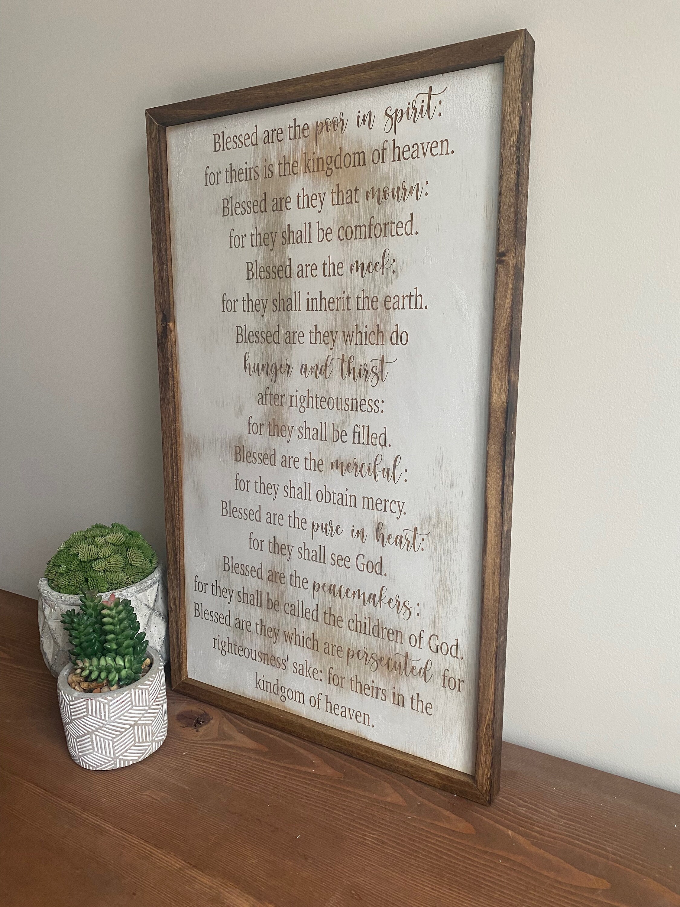 Beatitudes Sign Wooden Sign Catholic Home Decor Catholic Farmhouse ...