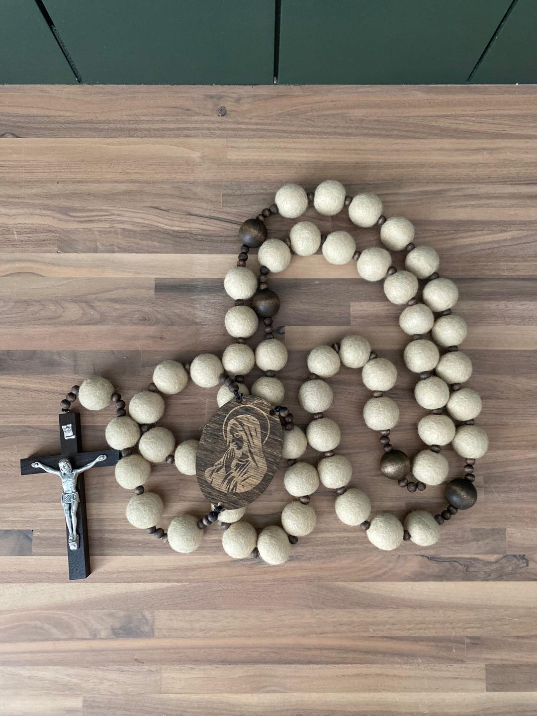 Saint Augustine Catholic Wall Rosary - Felt Ball Rosary - Catholic Gift ...