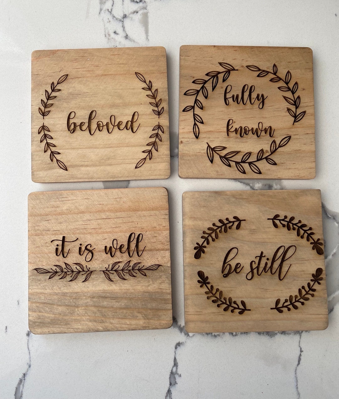 Christian Wooden Coasters Catholic Home Housewarming Gift Beloved ...