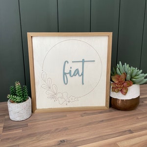 Fiat Engraved Sign - Catholic Home Decor - Catholic Farmhouse - Laser ...