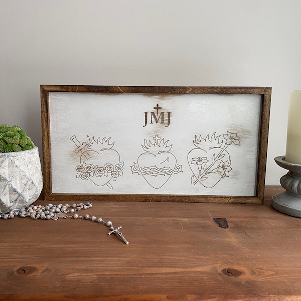 Wooden Holy Family Hearts - Etsy