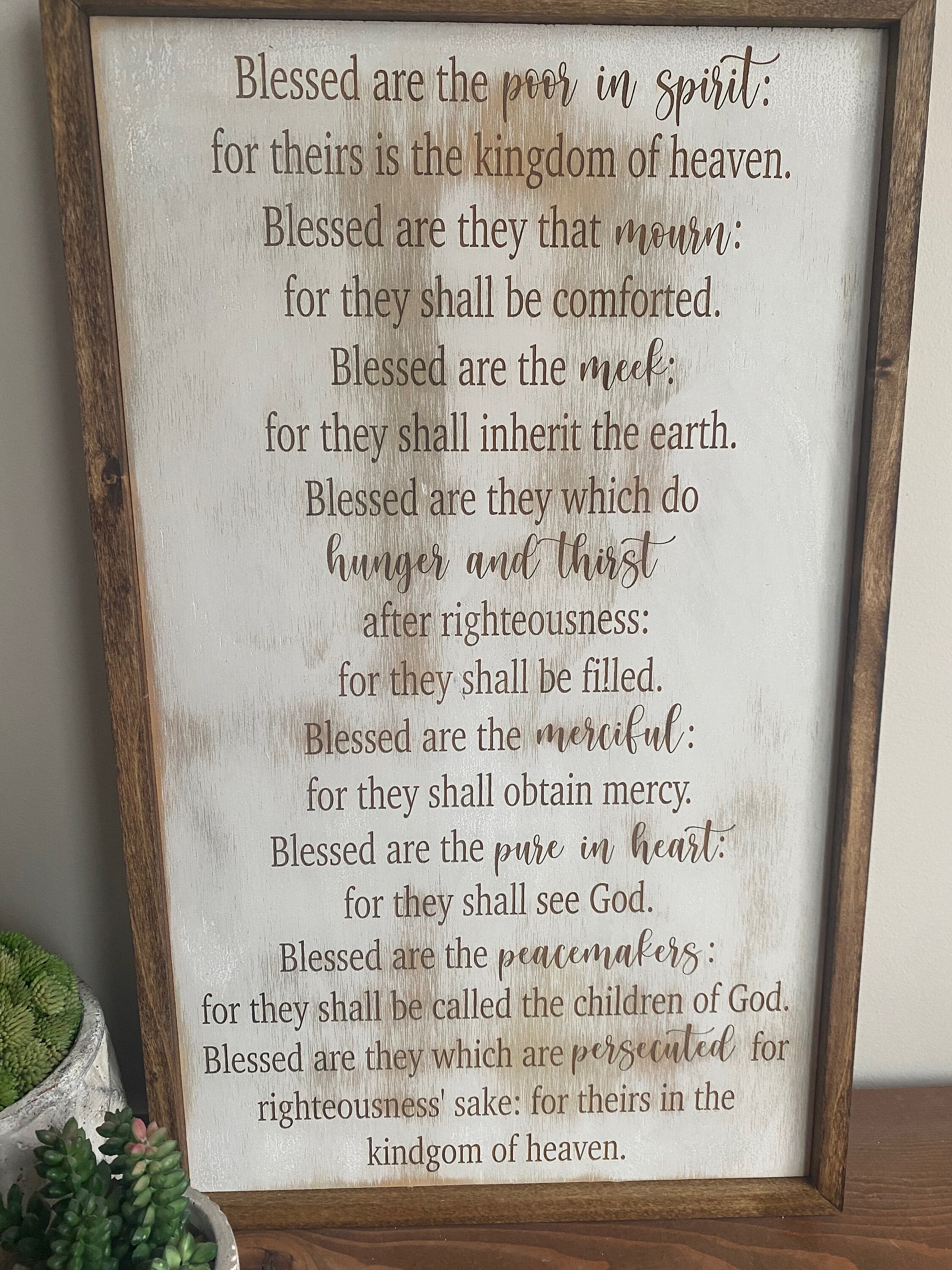 Beatitudes Sign Wooden Sign Catholic Home Decor Catholic Farmhouse ...