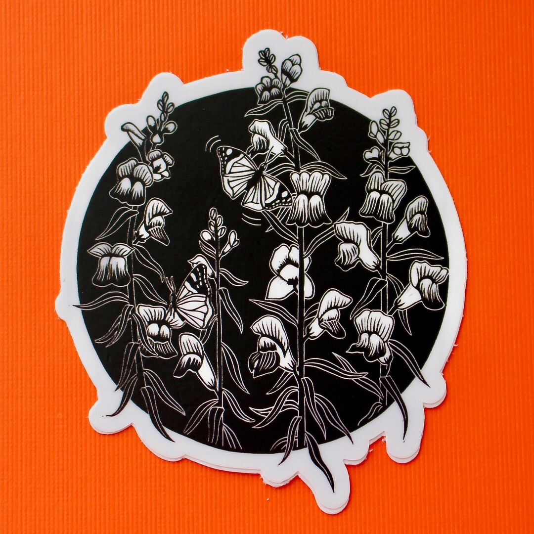 Snapdragon Linocut Sticker • 3"x 3" • Black & White • Die-cut • Laptop ...