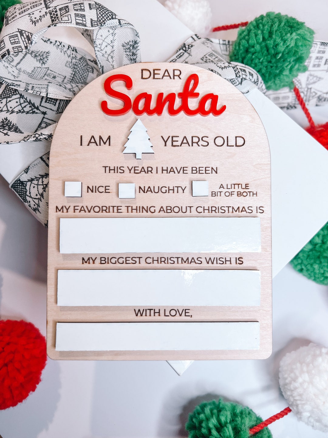 Dear Santa Board Santa Letter Dear Santa Letter Sign Christmas Wish ...