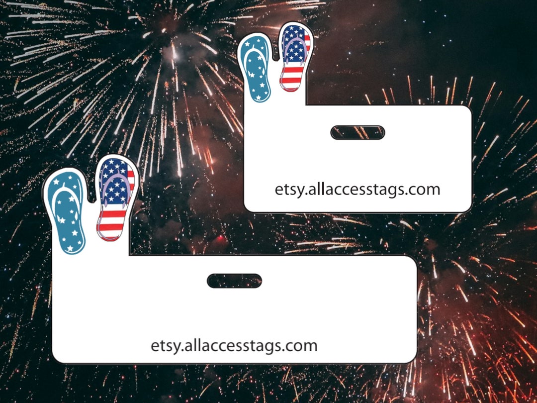American Flag Flip Flops (left) Badge Topper & Badge Flair - Etsy