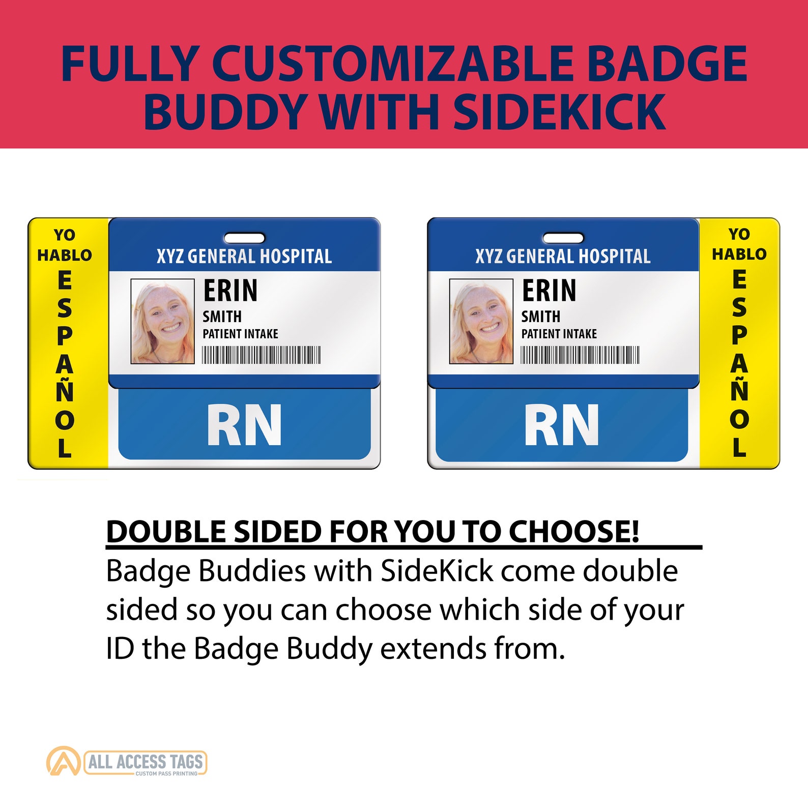 Custom Badge Buddy With Sidekick Plastic Card Color and Text | Etsy