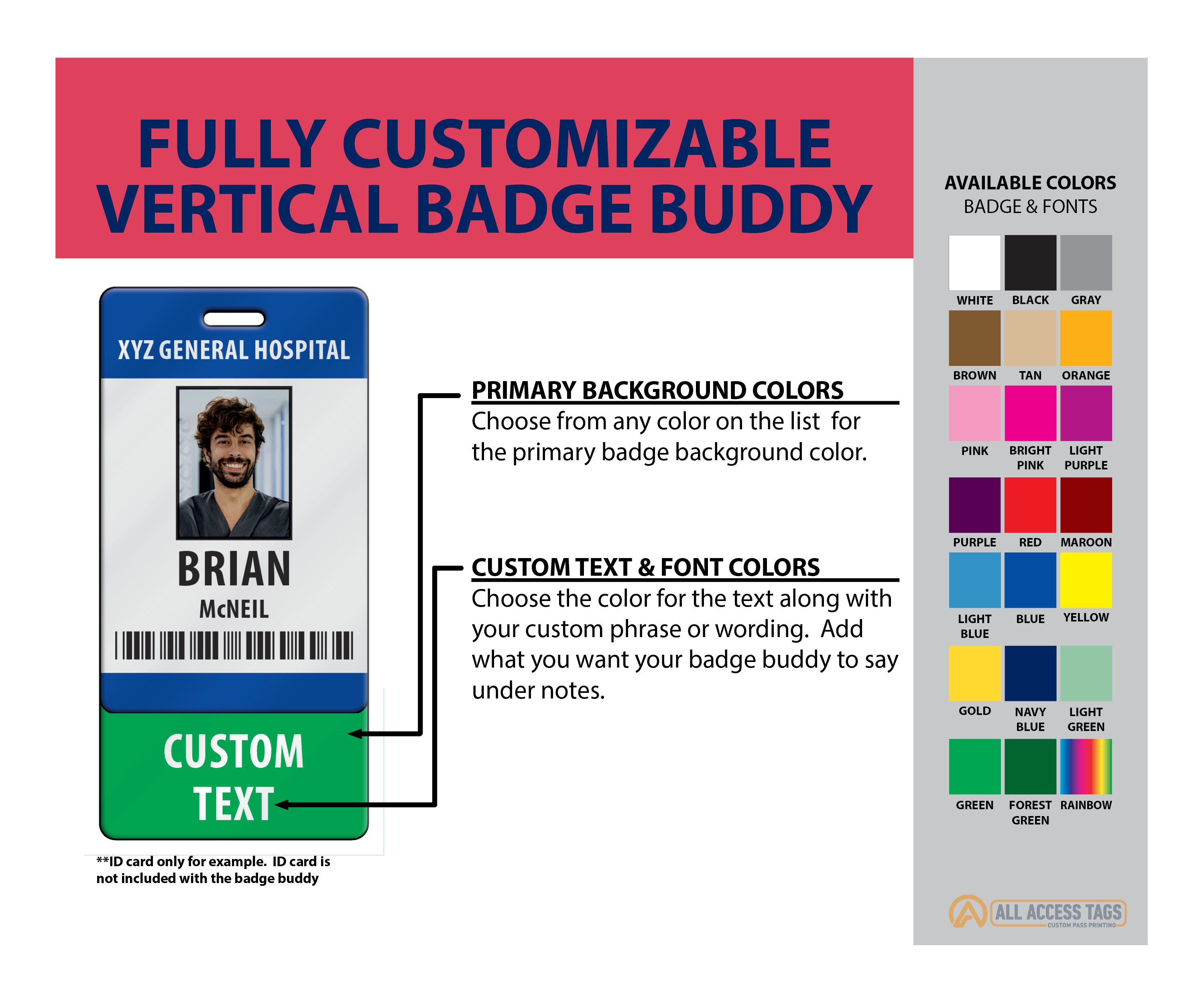 Personalized Badge Buddy 50-Pack Horizontal Badge Buddies ...